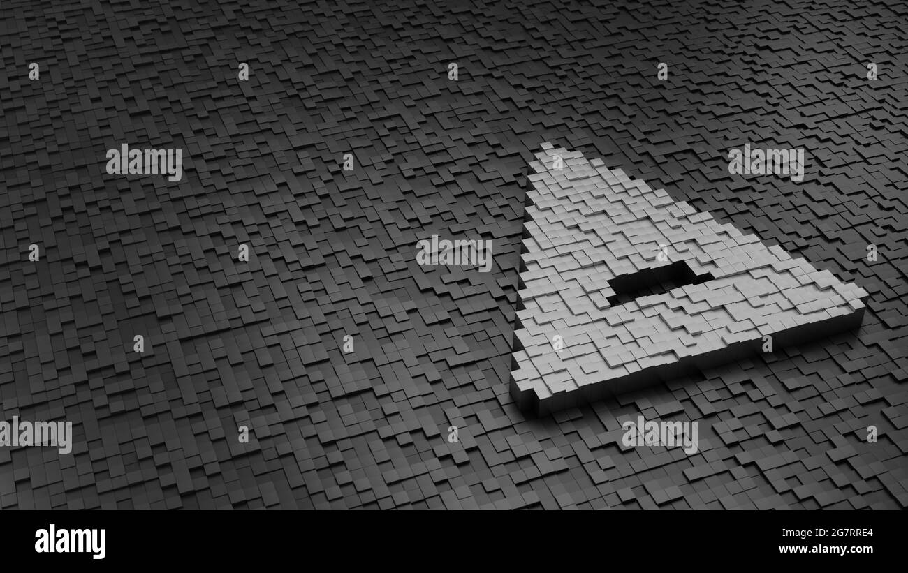 3d rendering metal cubes in shape of symbol of air symbol triangle ...