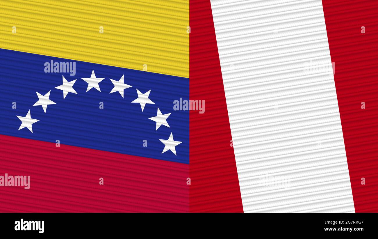 Peru and Venezuela Two Half Flags Together Fabric Texture Illustration ...