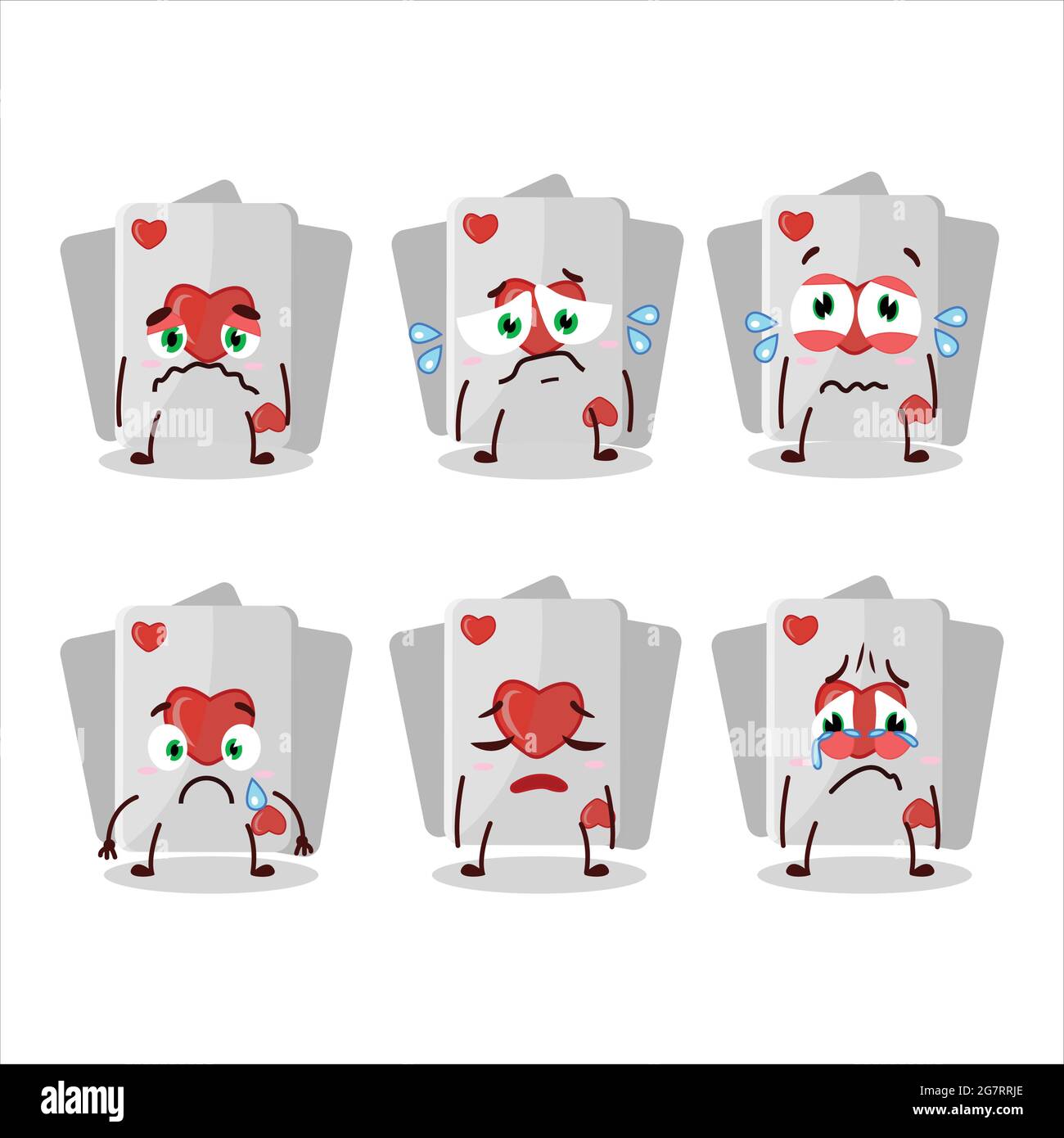 Remi card love cartoon character with sad expression. Vector ...