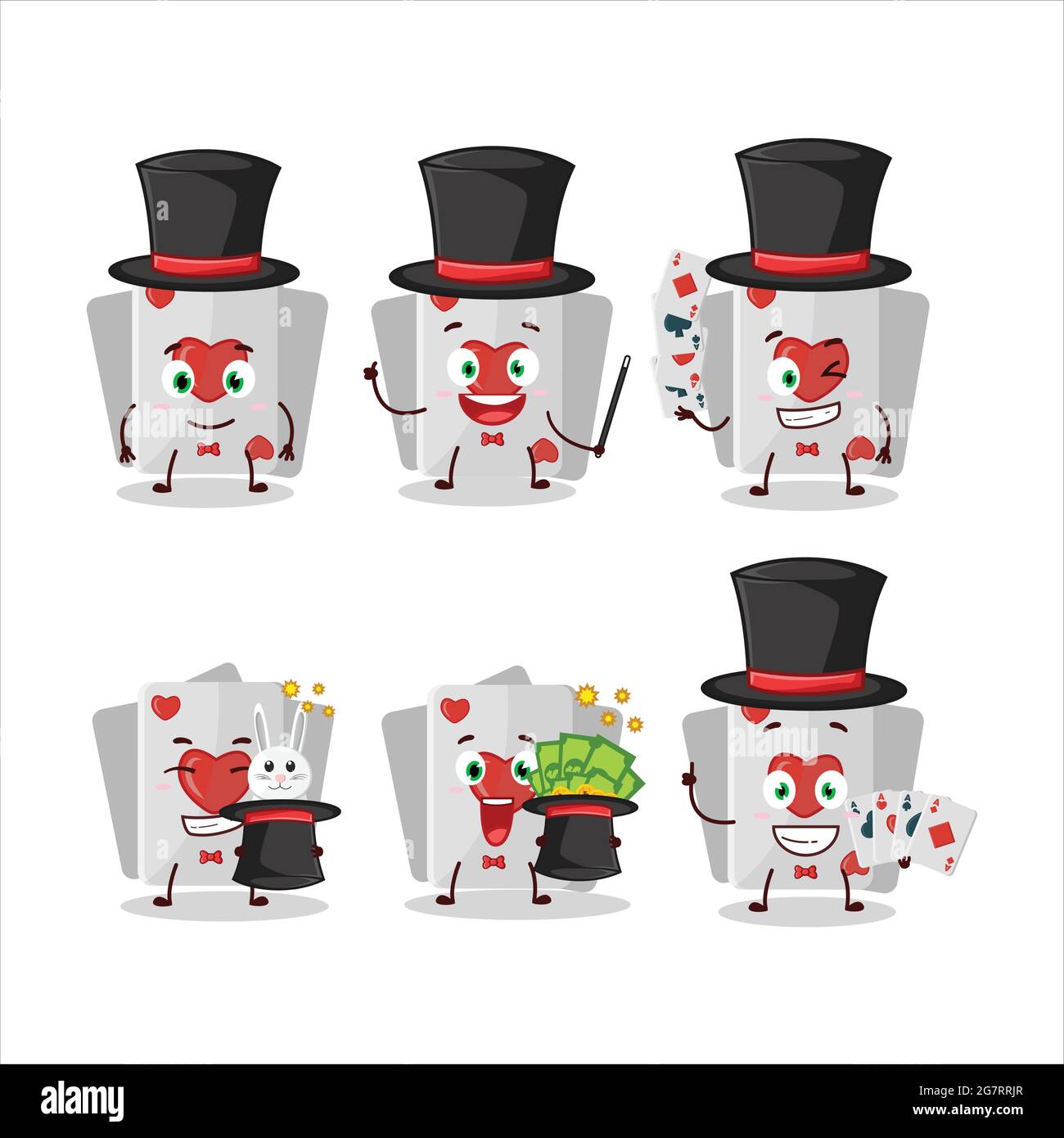 A remi card love Magician cartoon character perform on a stage. Vector ...