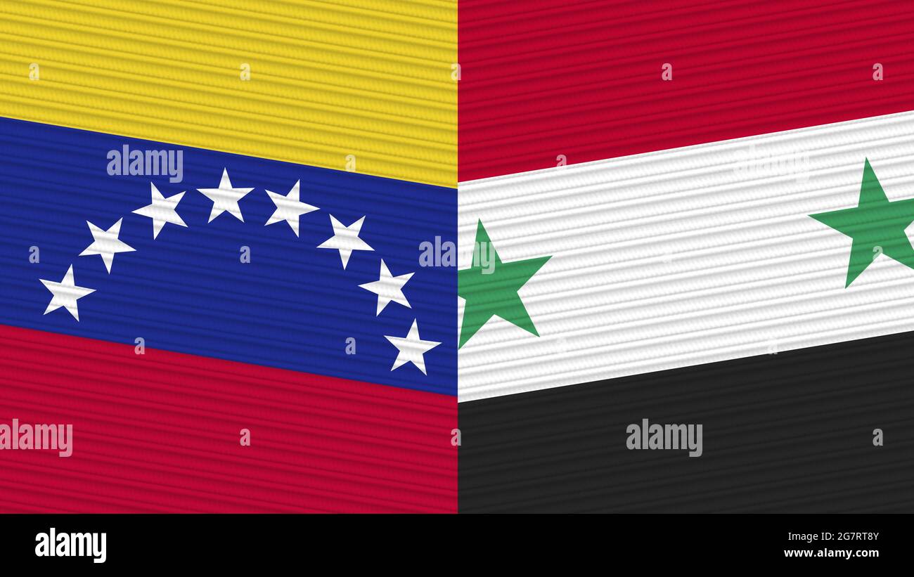 Syria and Venezuela Two Half Flags Together Fabric Texture Illustration ...
