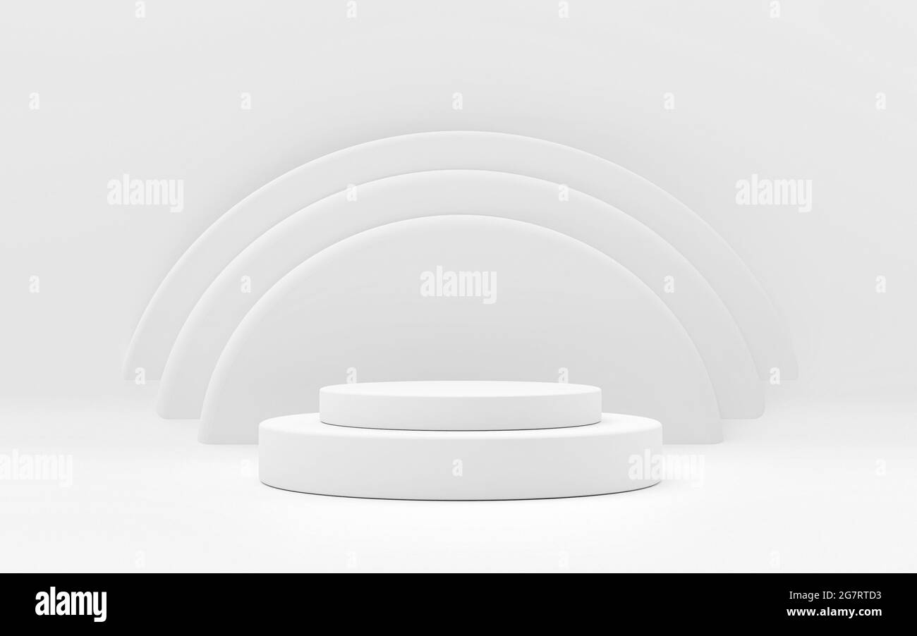 White product stand on white background. Abstract minimal geometry ...