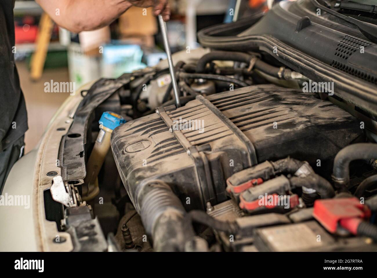 MILAN, ITALY 14 JULY 2021: Detail of Engine powered by methane in a ...
