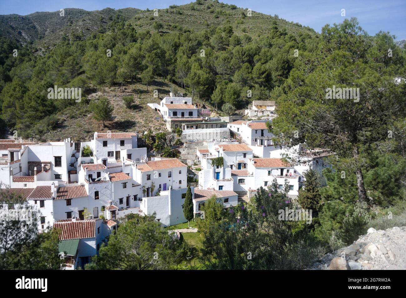 Pretty Spanish village of El Acebuchal. High angle view of the small ...