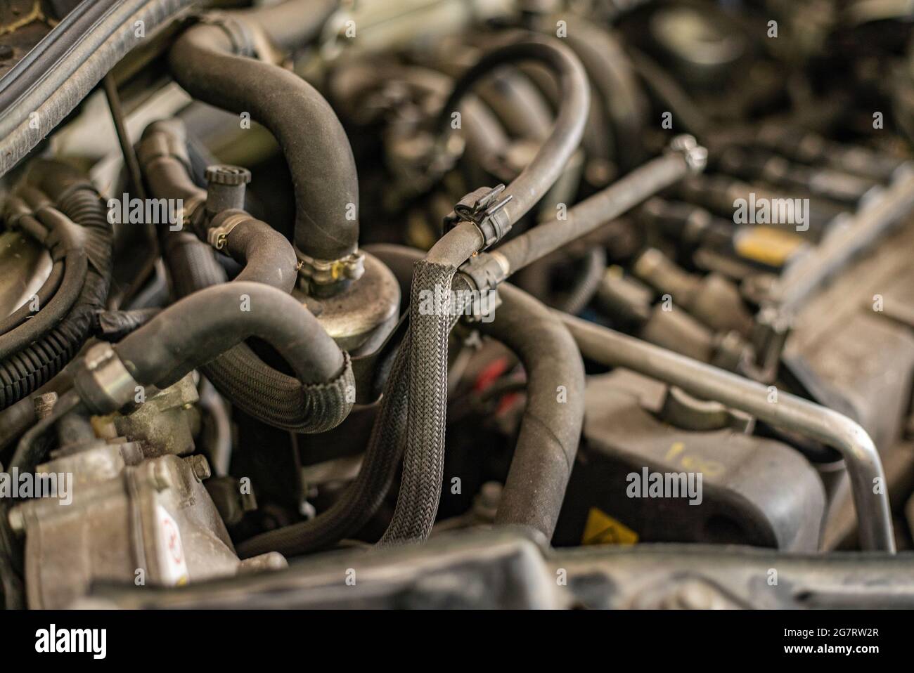 Detail of Engine powered by methane in a workshop Stock Photo - Alamy