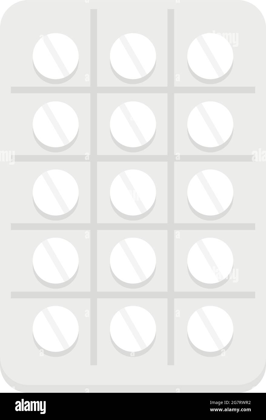 Round pills package icon. Flat illustration of round pills package ...