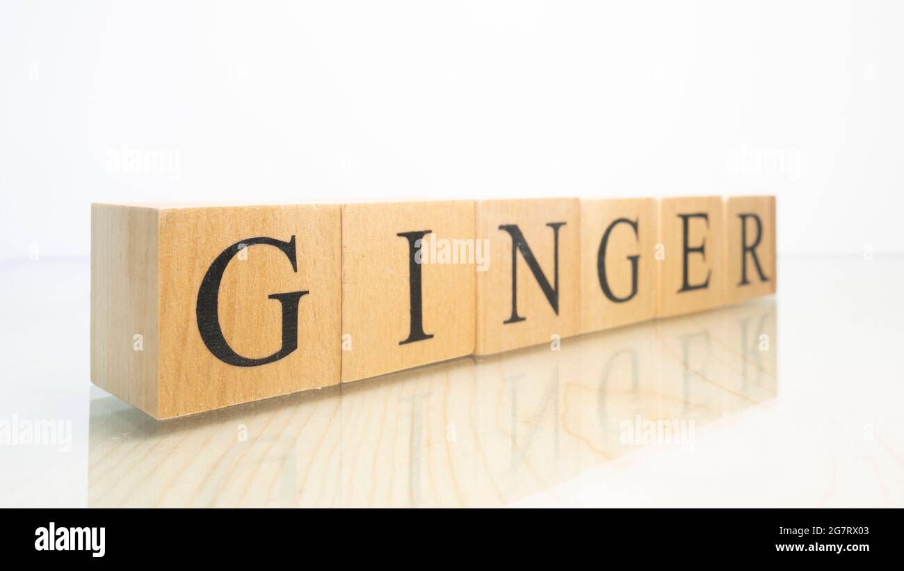 The word Ginger was created from wooden letter cubes. Gastronomy and ...