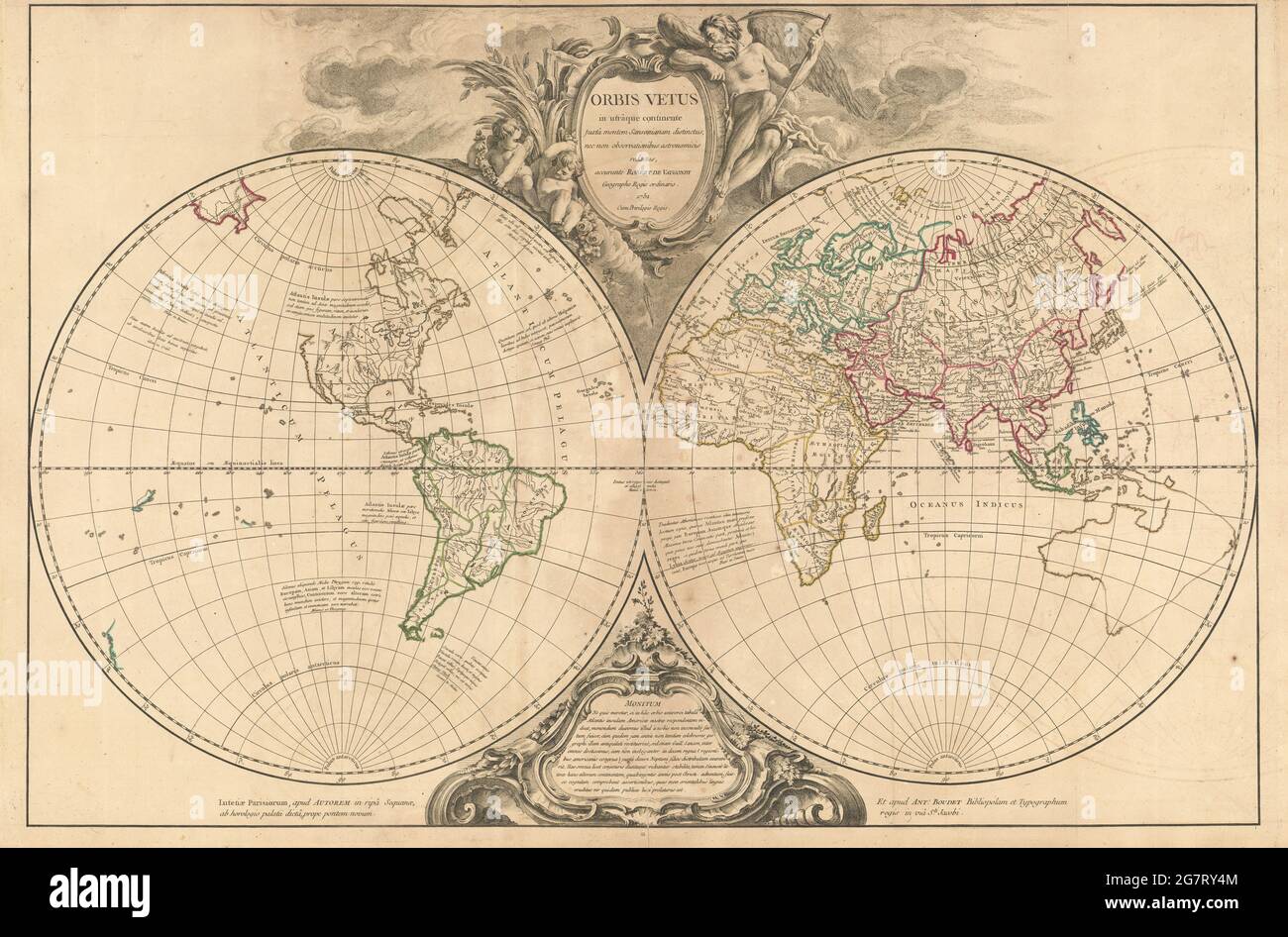 "Orbis Vetus…" World twin hemispheres. ROBERT DE VAUGONDY 1752 old ...
