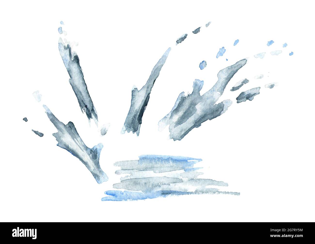 Water splash elements. Watercolor hand-drawn illustration Stock Photo ...