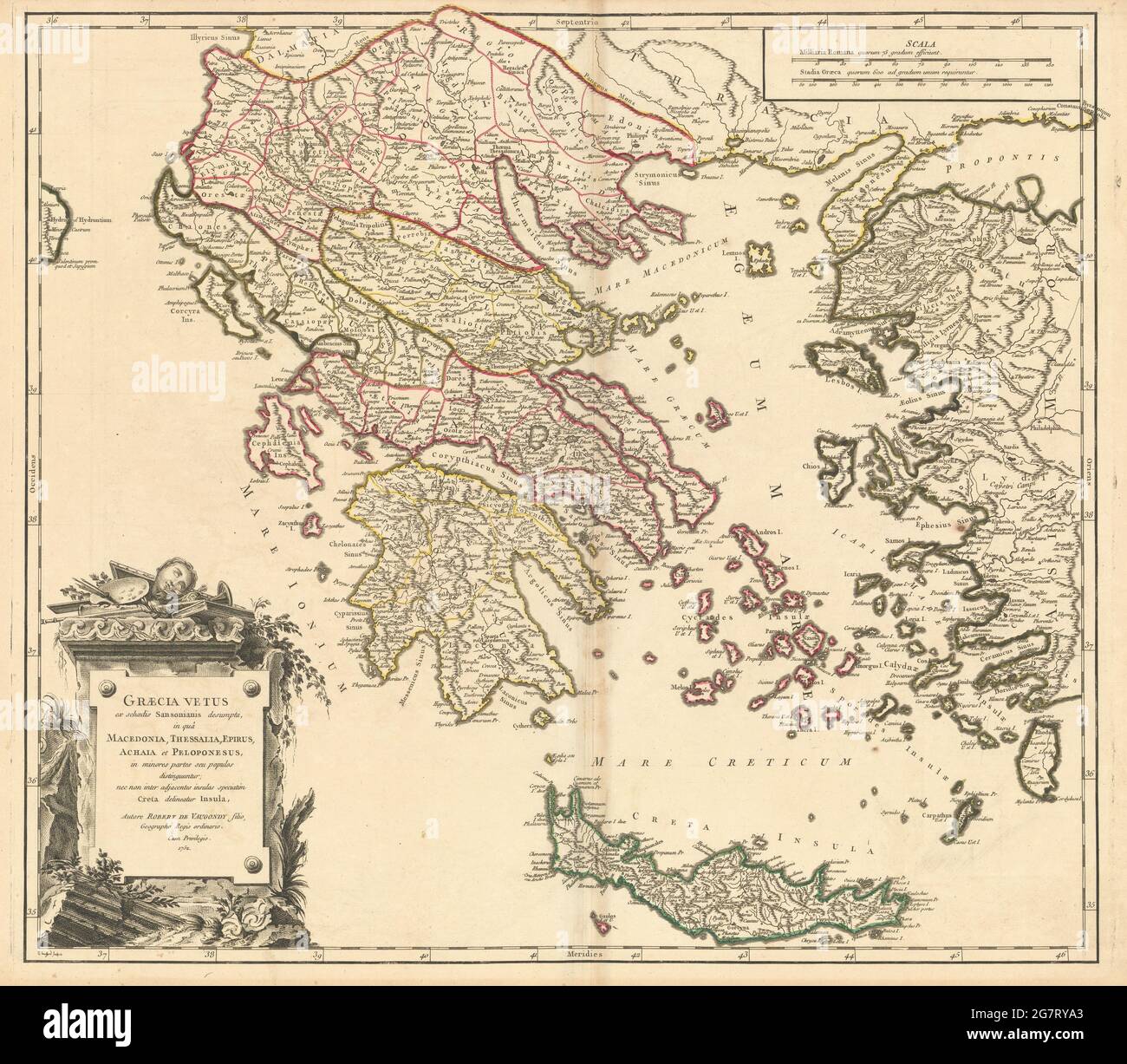 "Graecia Vetus ex schaedis Sansonianis…" Ancient Greece. VAUGONDY 1752 ...