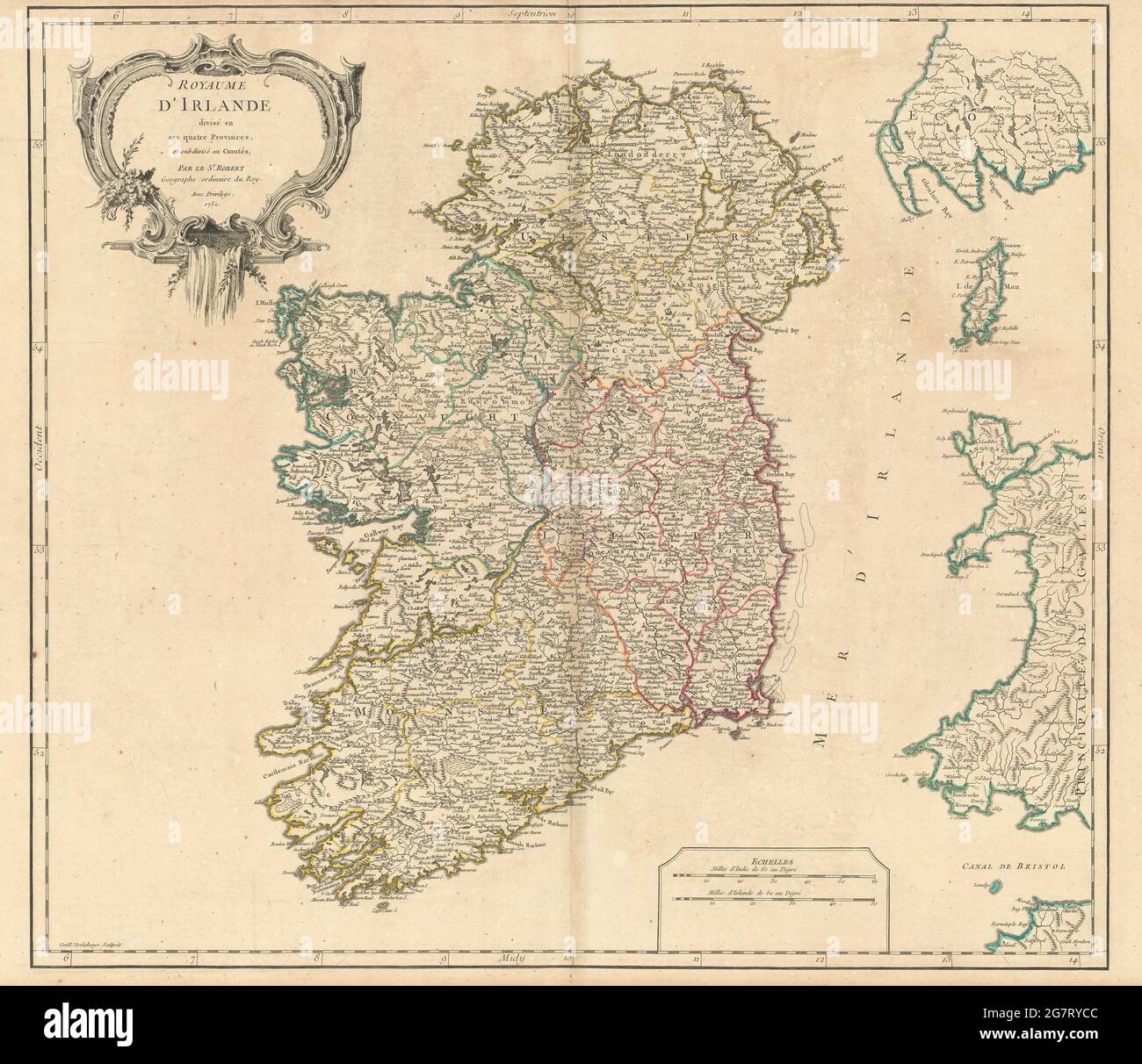 "Royaume d'Irlande divisé en ses quatre provinces…" Ireland. VAUGONDY ...