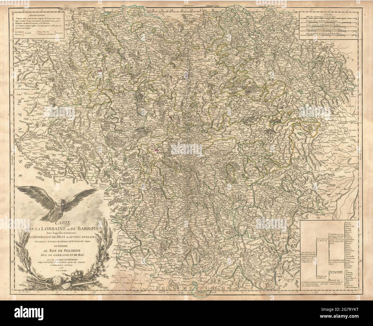 "Carte de la Lorraine et du Barrois…" Grand East. NE France. VAUGONDY ...