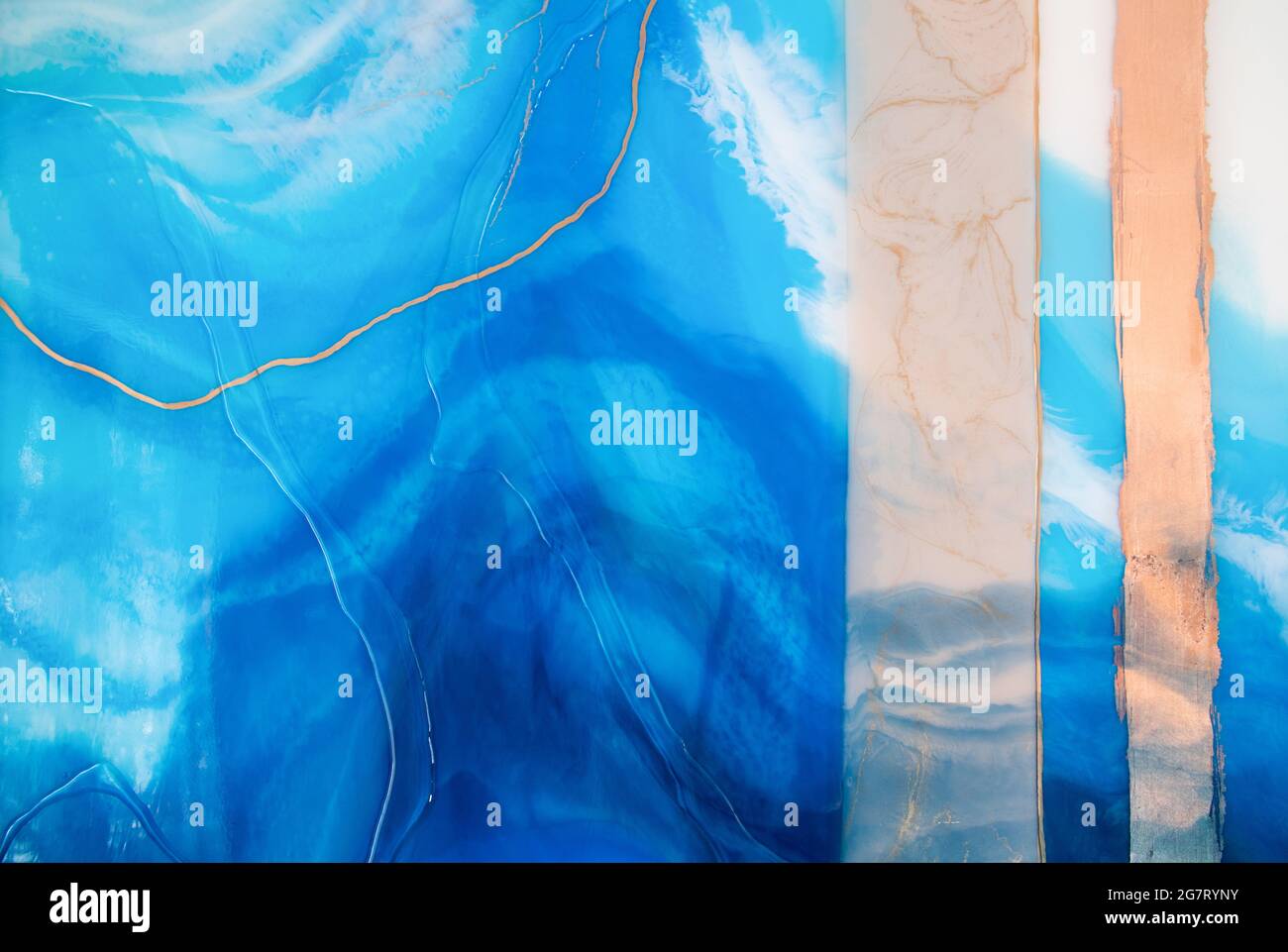 Part of original resin art, epoxy resin painting. Marble texture. Fluid ...