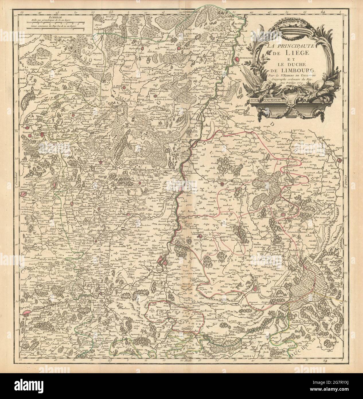 "La Principauté de Liege et le Duché de Limbourg". NL Belgium. VAUGONDY ...