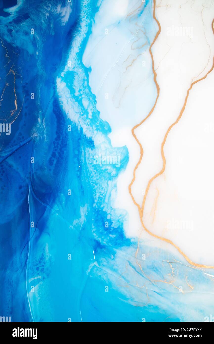 Part of original resin art, epoxy resin painting. Marble texture. Fluid ...