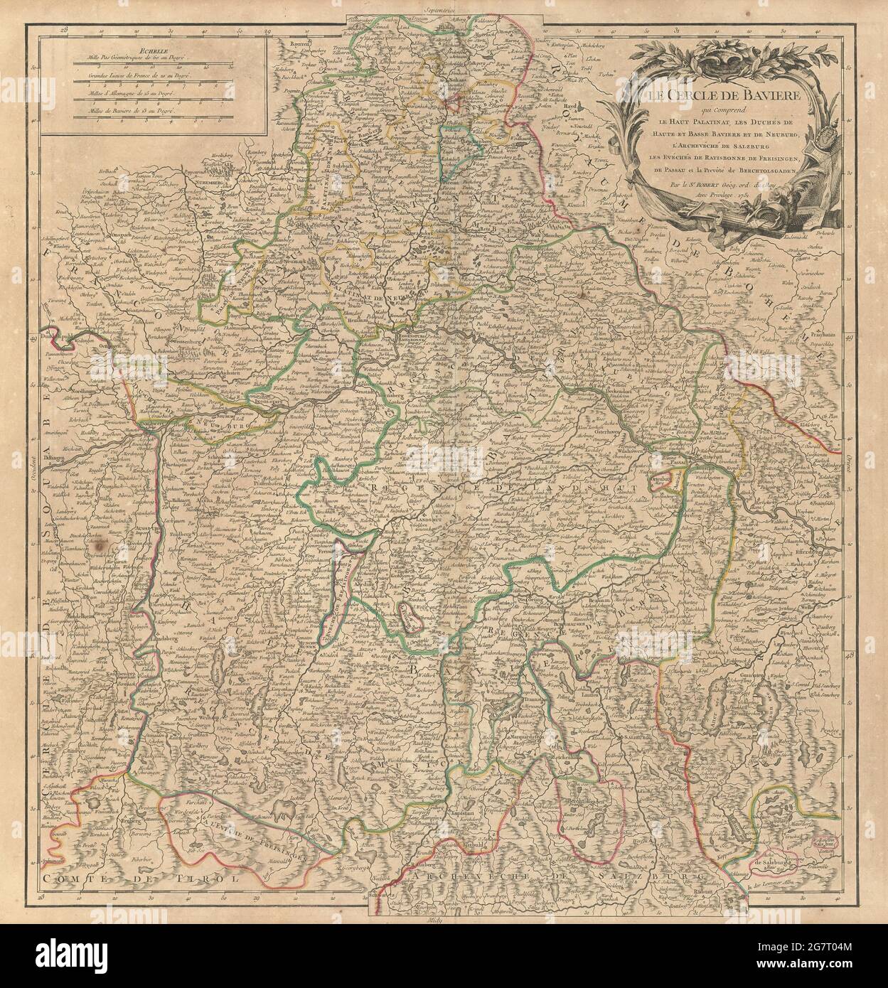 "Le Cercle de Baviere". Bayern Bavaria Southern Germany. VAUGONDY 1751 ...