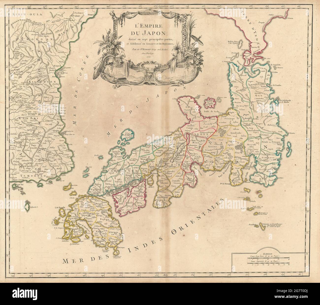 "L'Empire du Japon dressee en 7… parties" Japan Eastern Korea. VAUGONDY ...