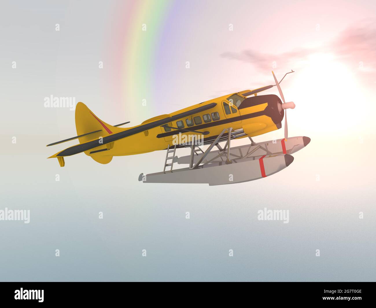 Single engine seaplane from the 1950s over the sea Stock Photo - Alamy