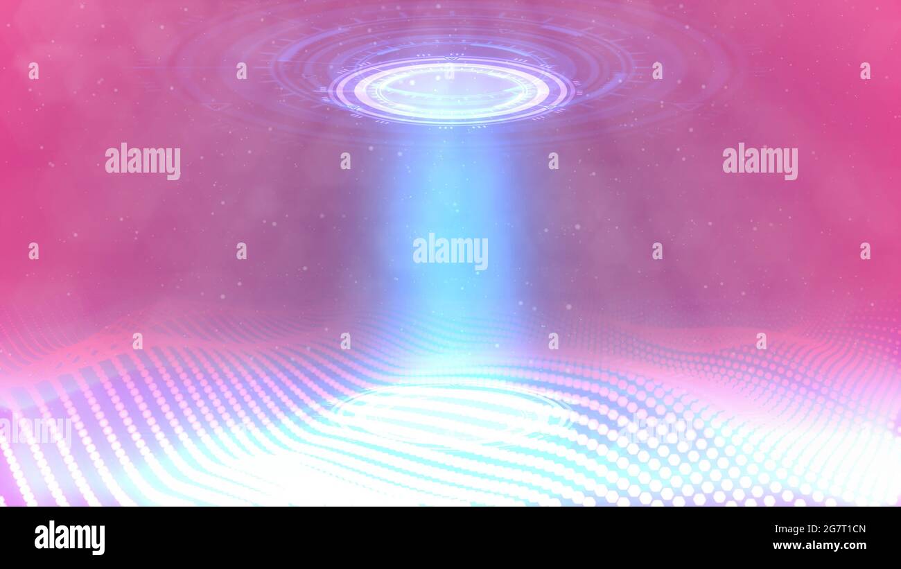 colorful hi-tech background of two hud or ui circles, fashion teleport ...