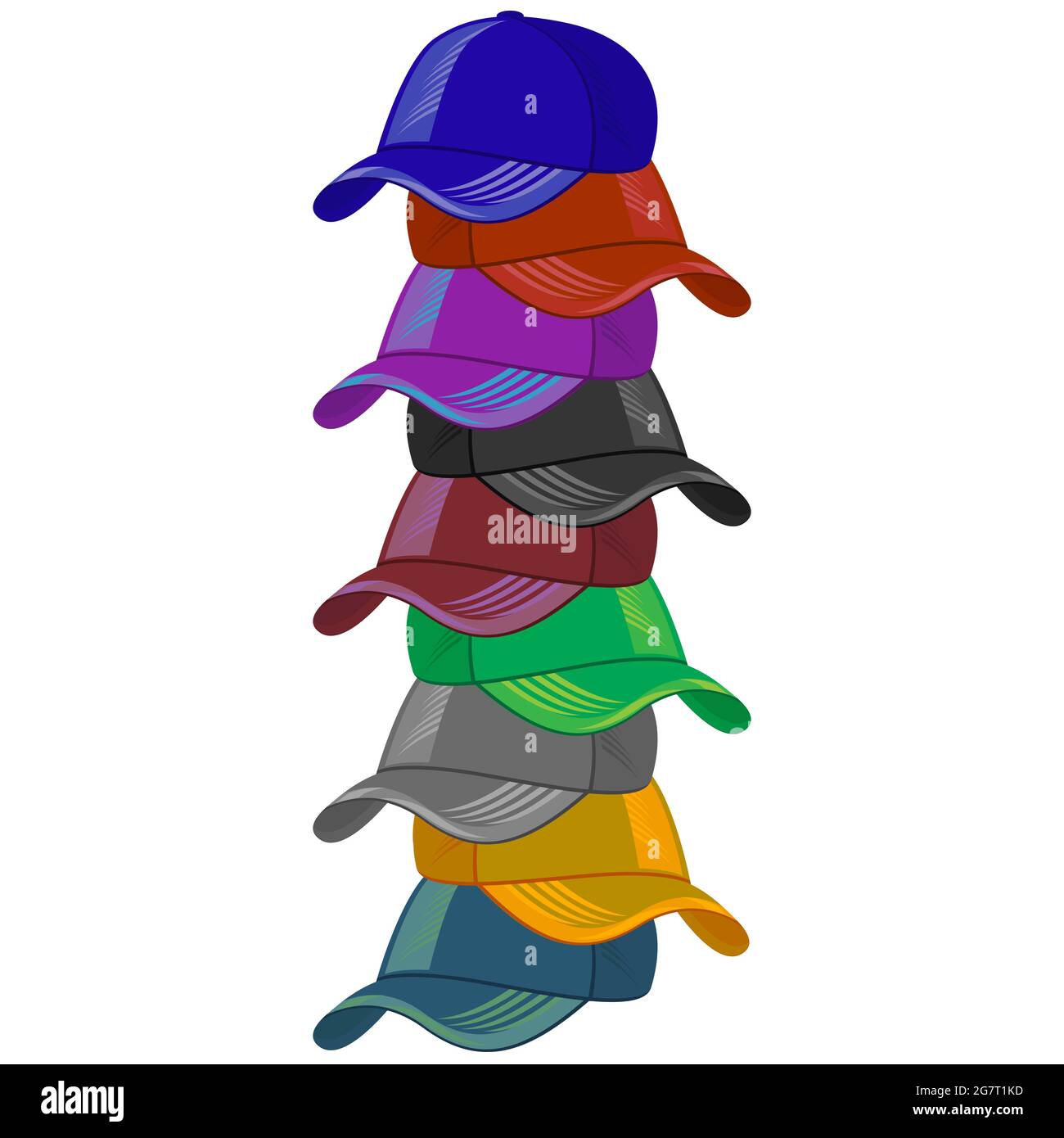 Set of Colored Baseball Caps on White Background Stock Photo - Alamy