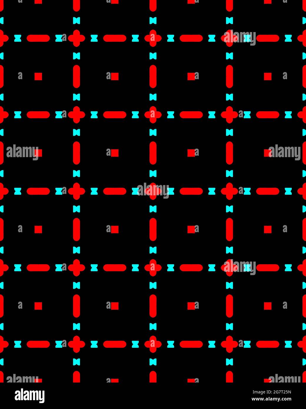 Seamless repeat pattern of black rectangles with white-red oulines and ...