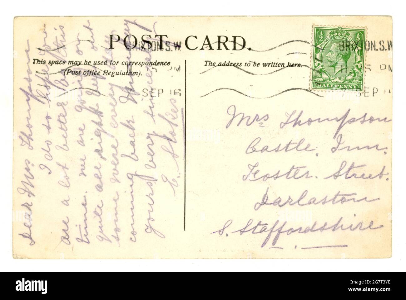Reverse of British Edwardian postcard circa 1910 Stock Photo - Alamy