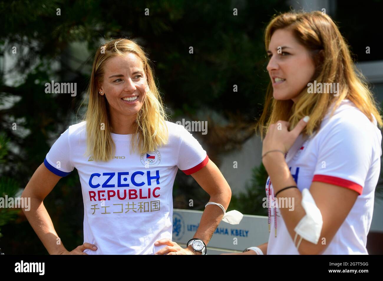 Prague, Czech Republic. 16th July, 2021. Czech beach volleyball players ...