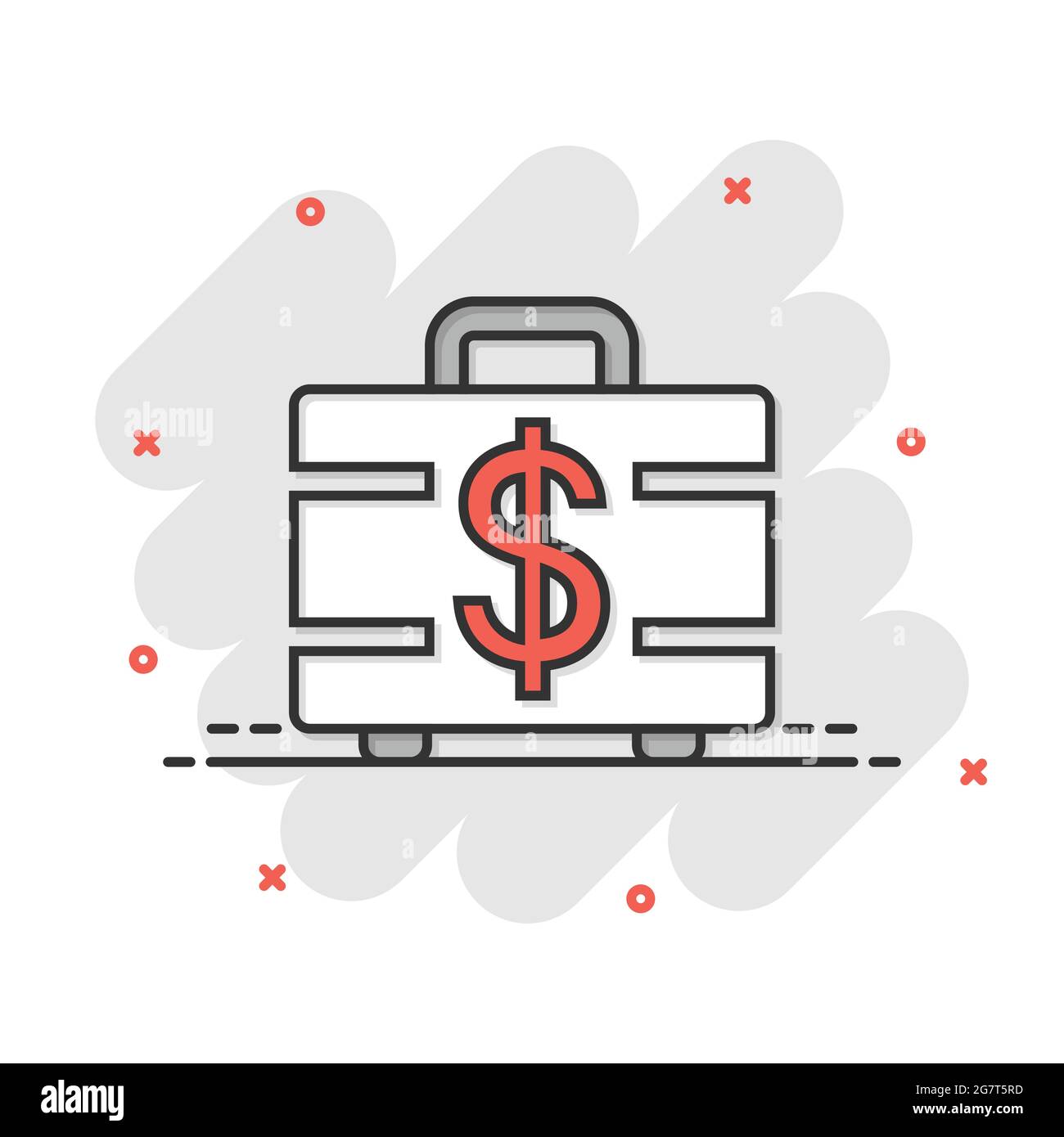 Money briefcase icon in comic style. Cash box cartoon vector ...