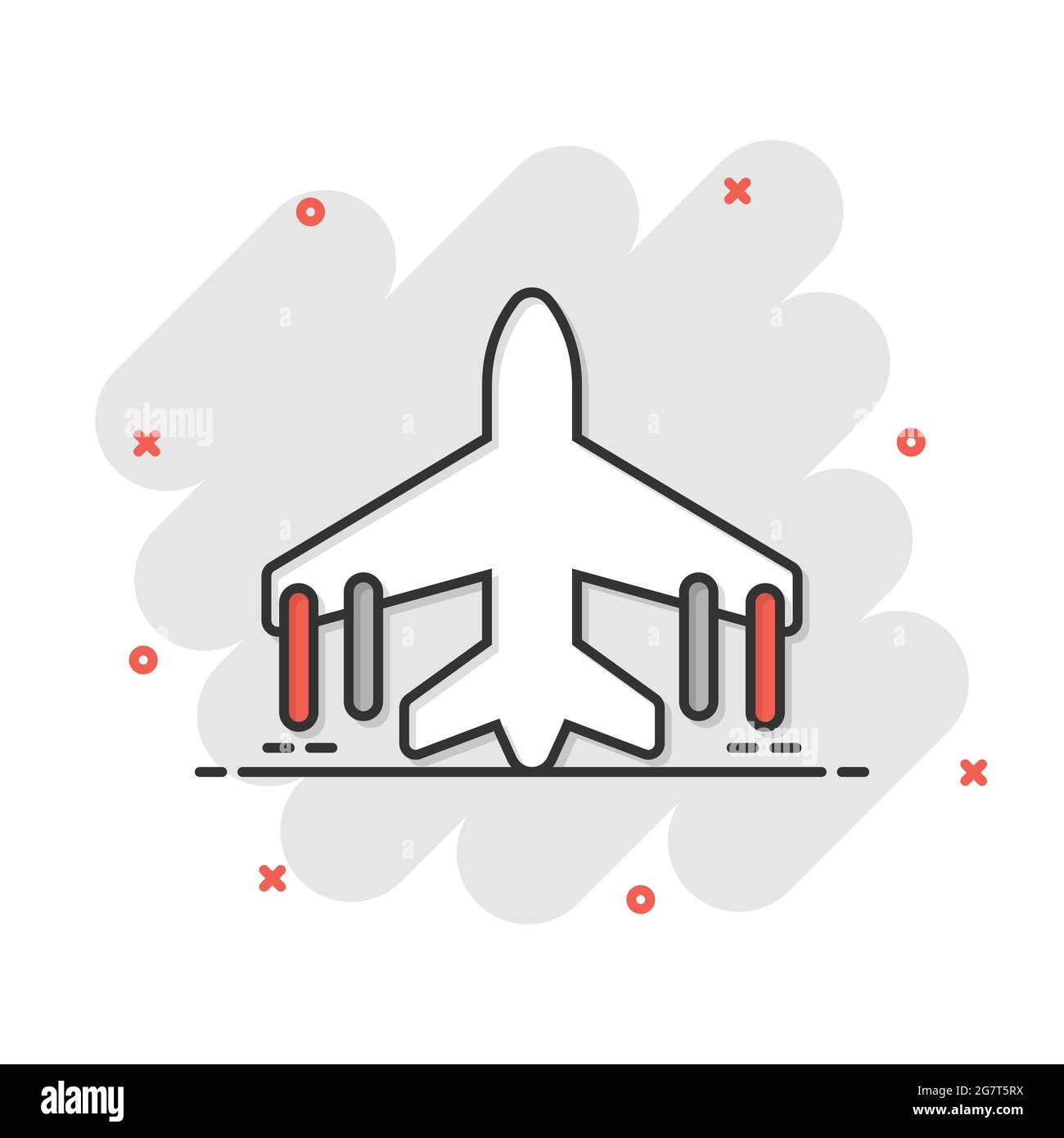 Plane icon in comic style. Airplane cartoon vector illustration on ...