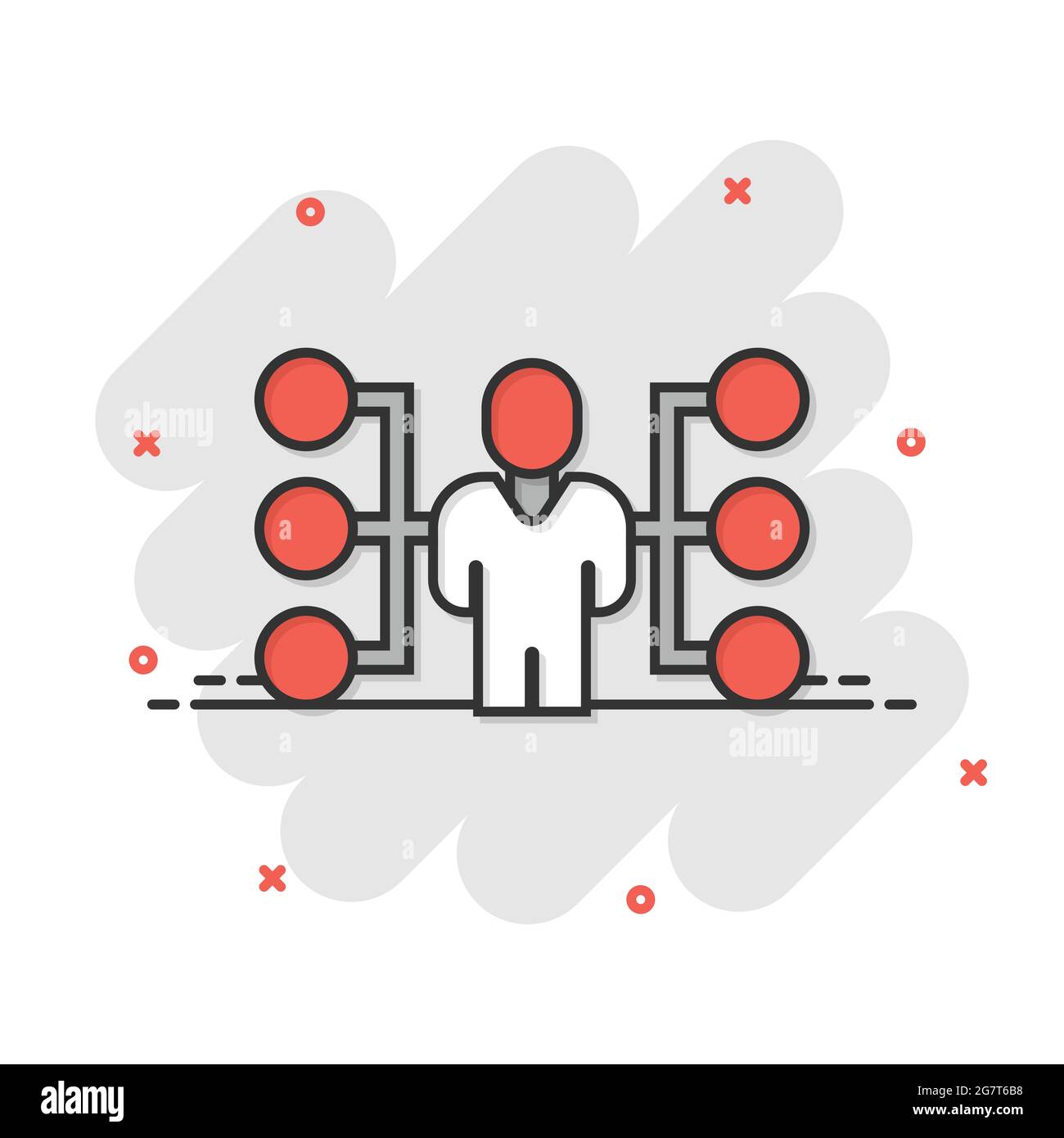 Corporate organization chart people vector icon in comic style. People ...
