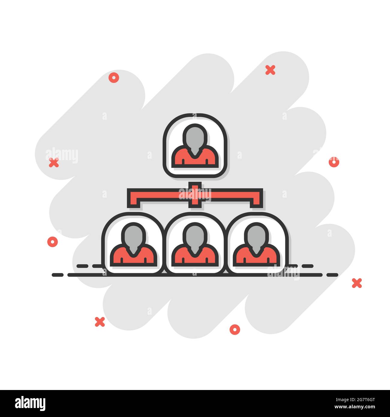 Corporate organization chart people vector icon in comic style. People ...