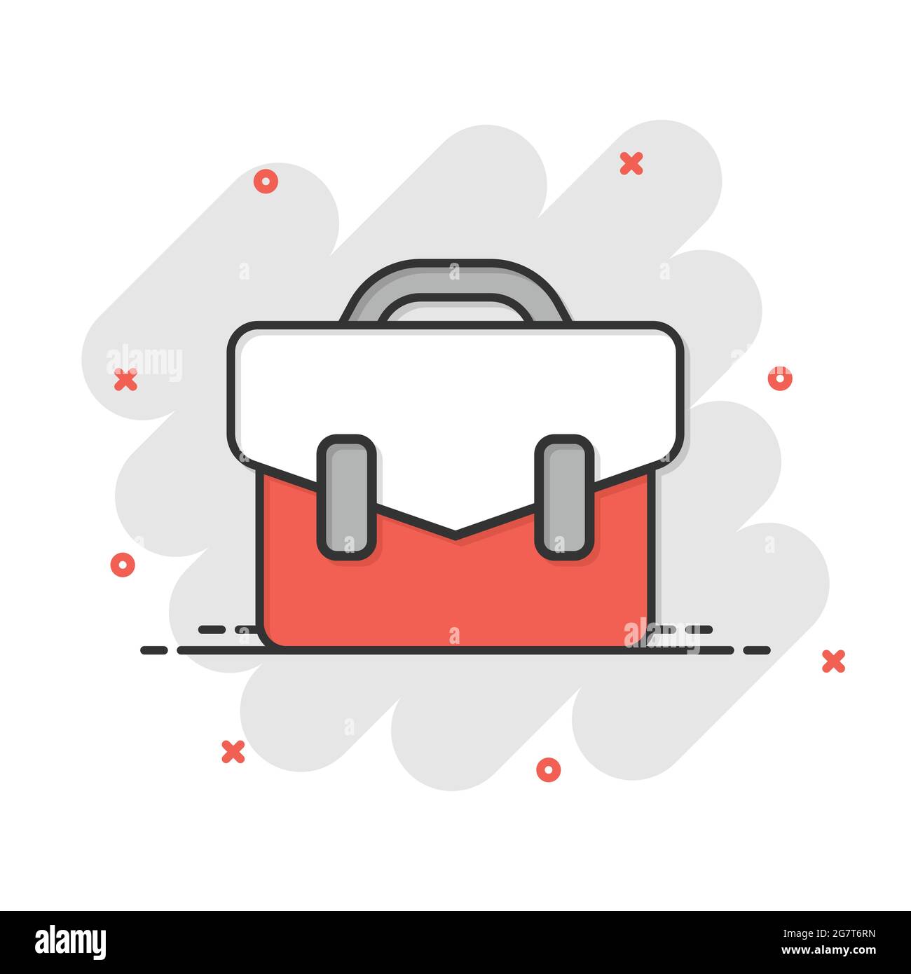 Briefcase icon in comic style. Businessman bag cartoon vector ...