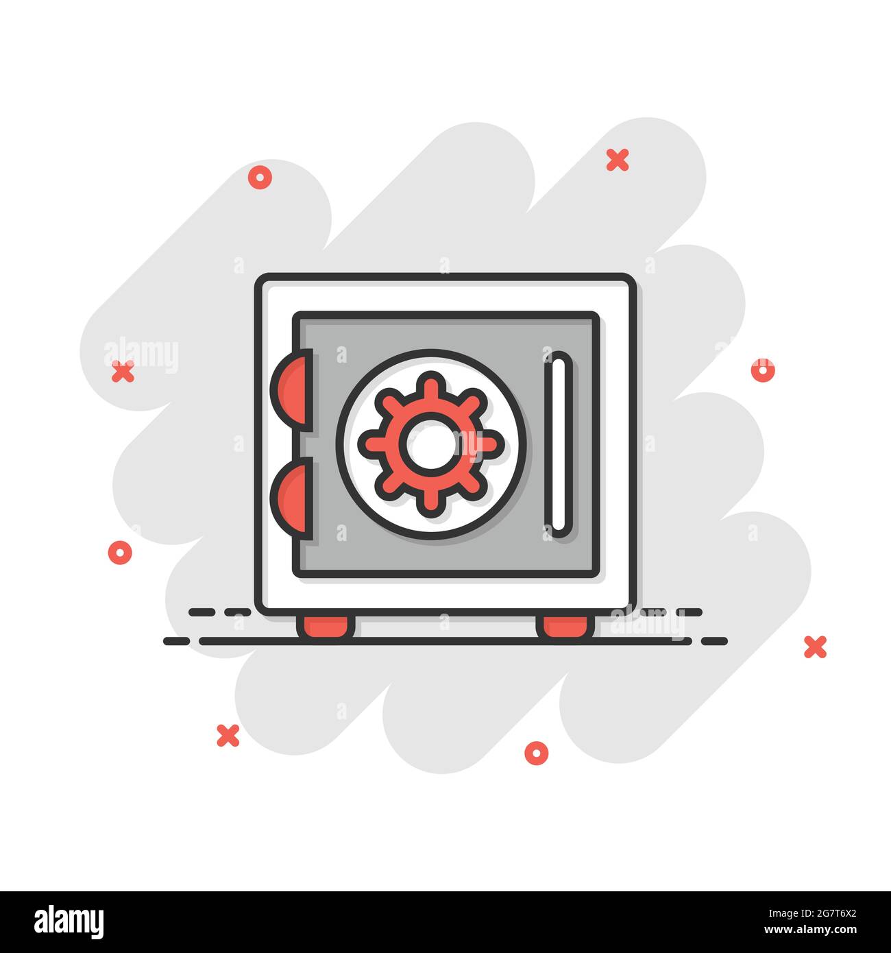 Safe money icon in comic style. Strongbox cartoon vector illustration ...