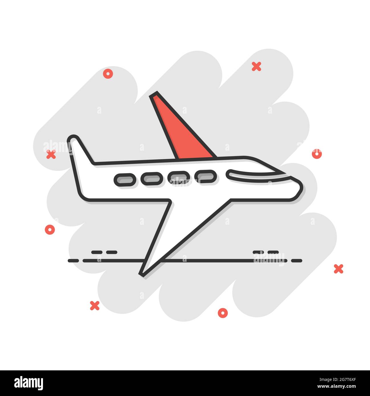 Plane icon in comic style. Airplane cartoon vector illustration on ...