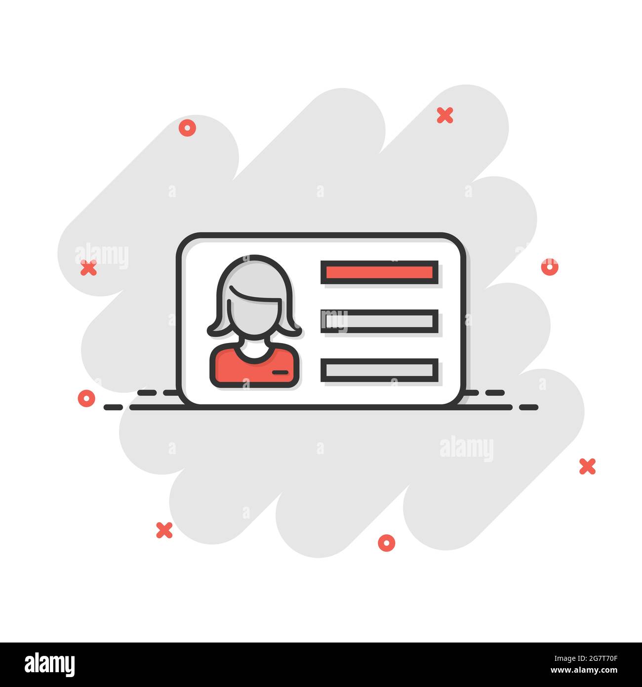 Women id card icon in comic style. Identity tag cartoon vector ...