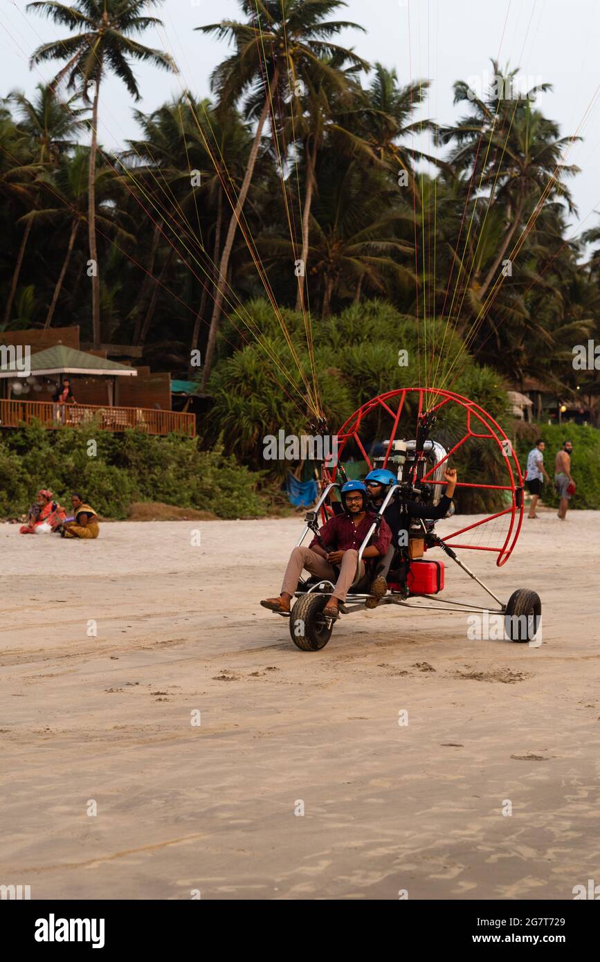 GOA, INDIA - Apr 02, 2021: Motorised paragliding and paramotoring ...