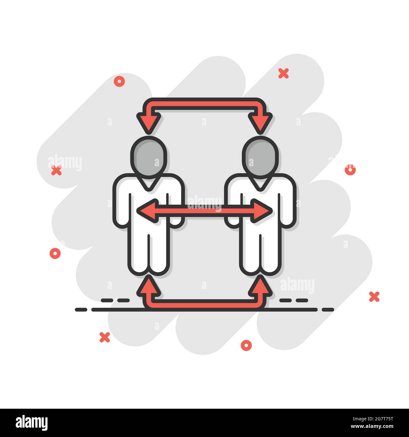 People referral icon in comic style. Business communication cartoon ...