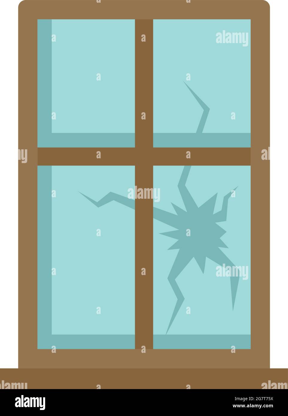 Broken window icon. Flat illustration of broken window vector icon ...