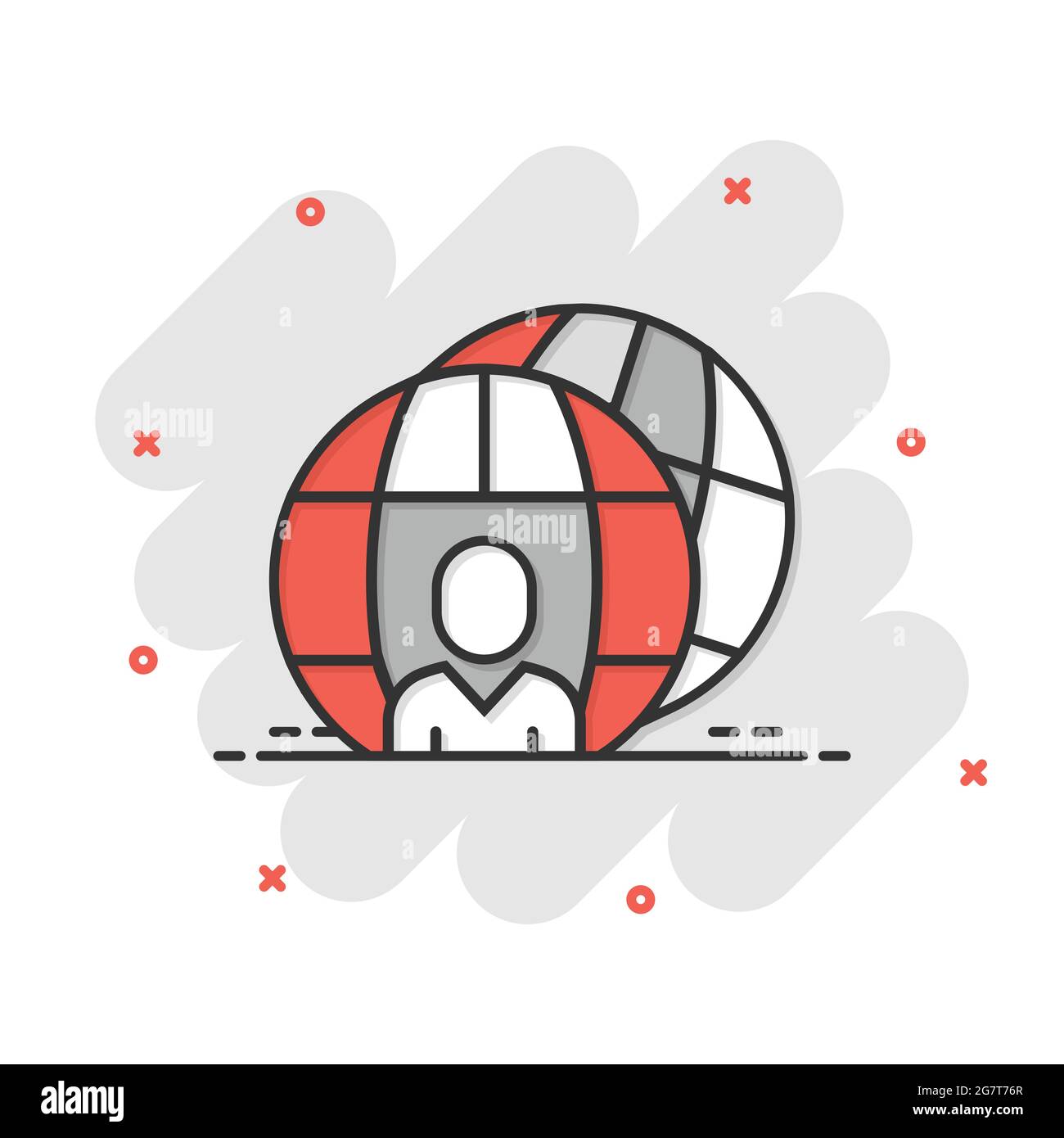 People global icon in comic style. World communication cartoon vector ...