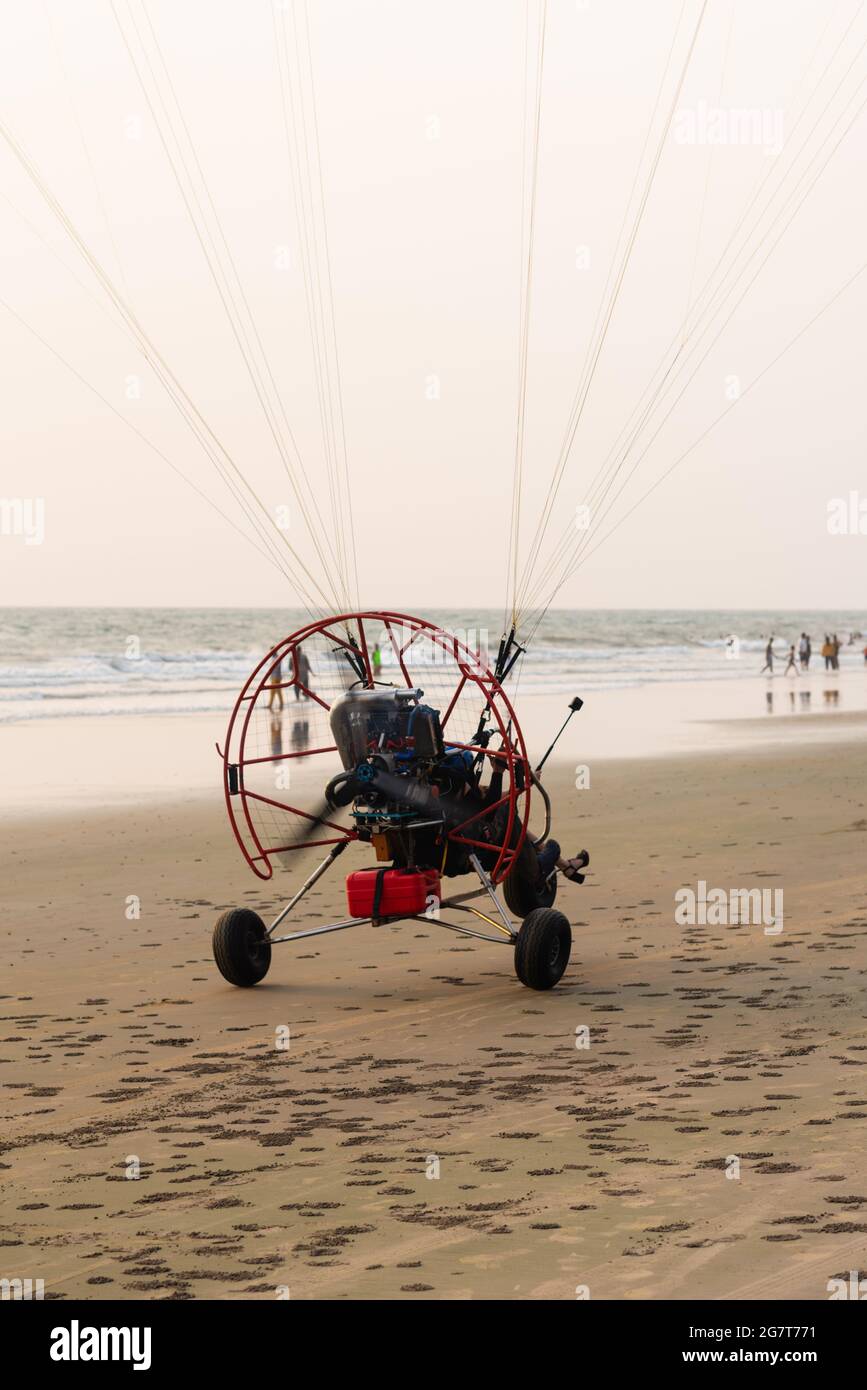 GOA, INDIA - Apr 02, 2021: Motorised paragliding and paramotoring ...