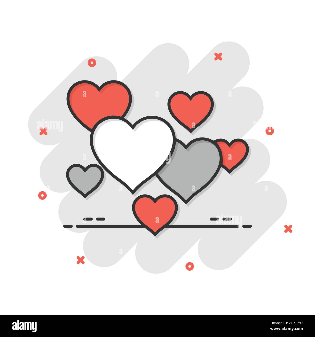 Heart icon in comic style. Love cartoon vector illustration on white ...