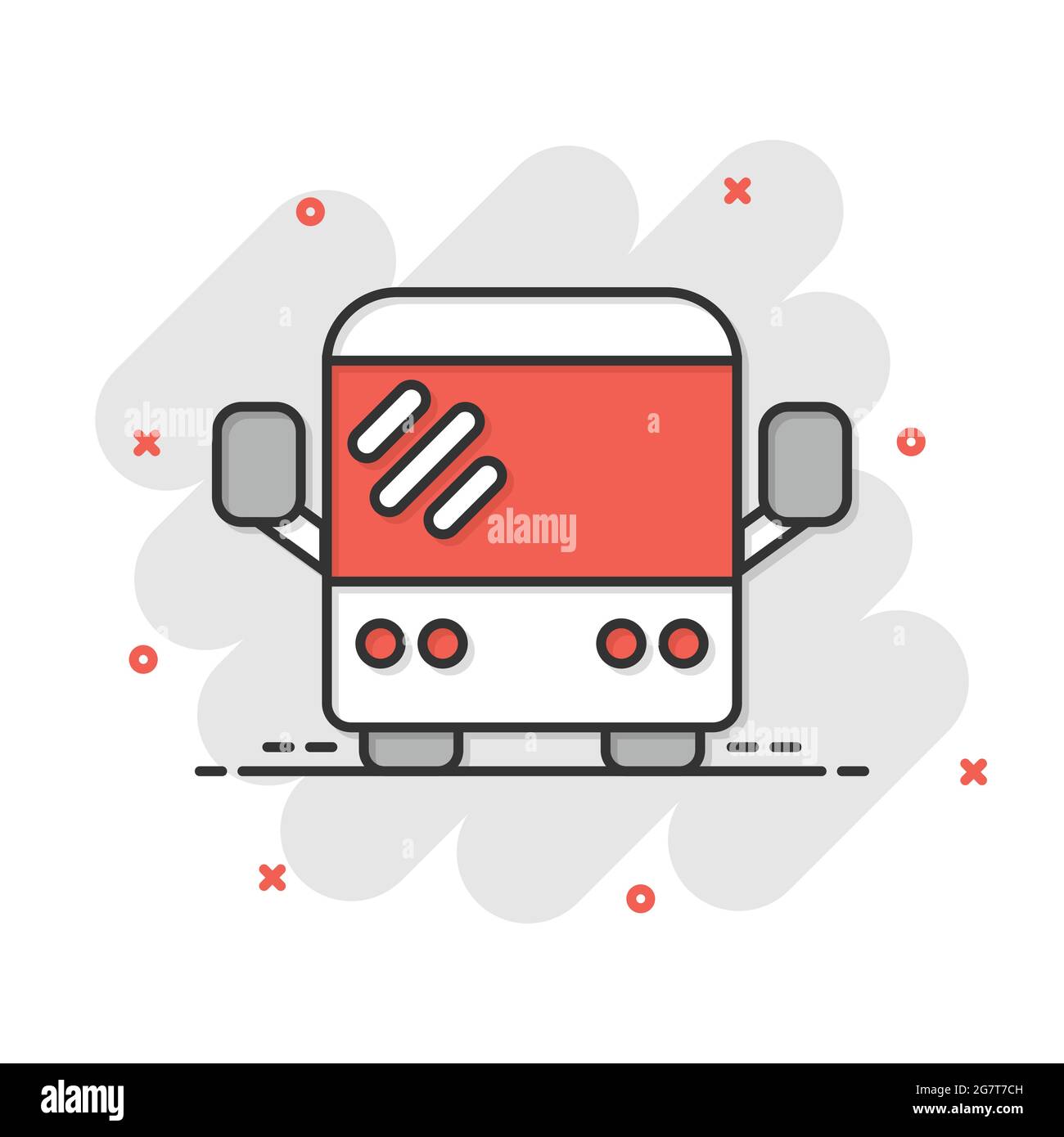 Bus icon in comic style. Coach cartoon vector illustration on white ...