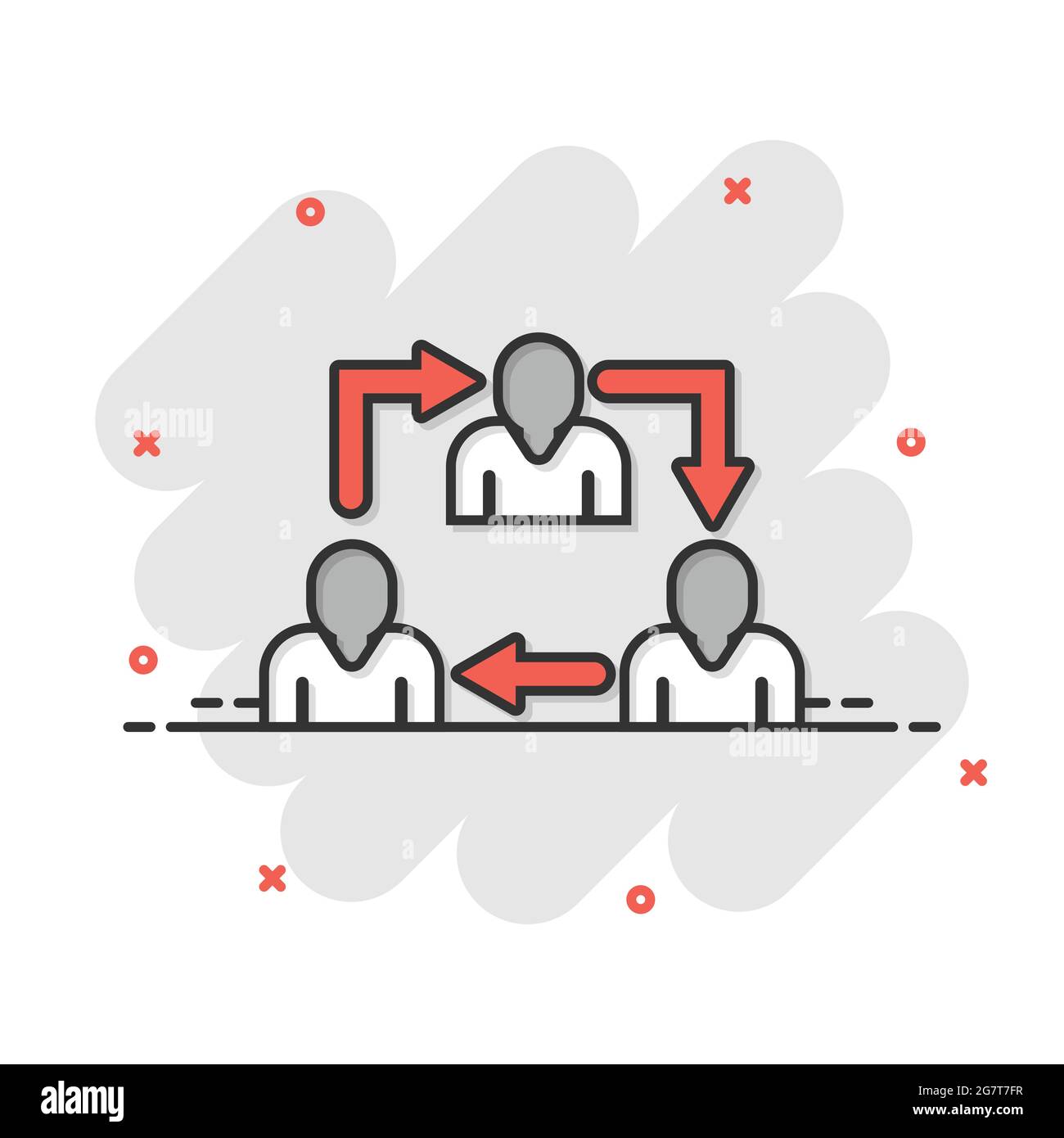 People referral icon in comic style. Business communication cartoon ...