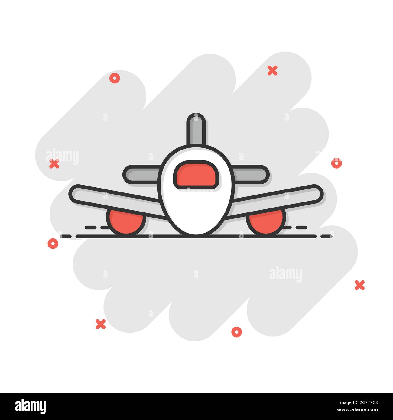 Plane icon in comic style. Airplane cartoon vector illustration on ...