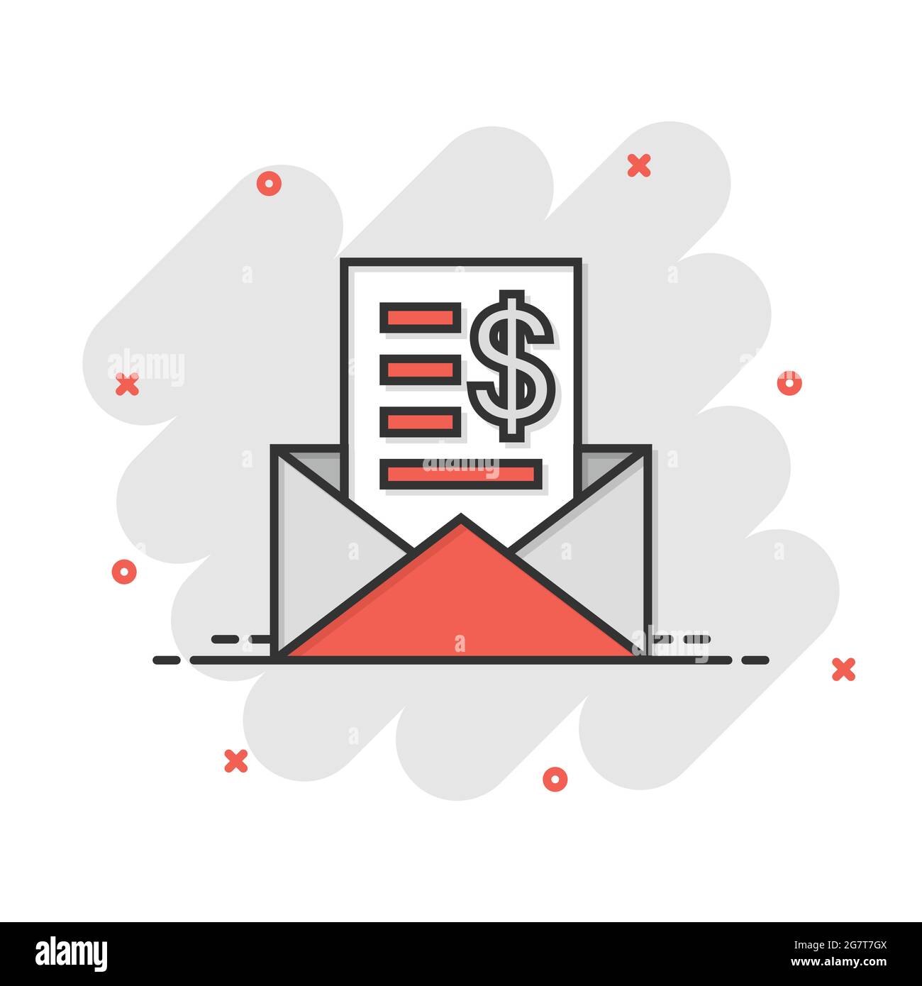 Envelope with money icon in comic style. E-mail cash cartoon vector ...