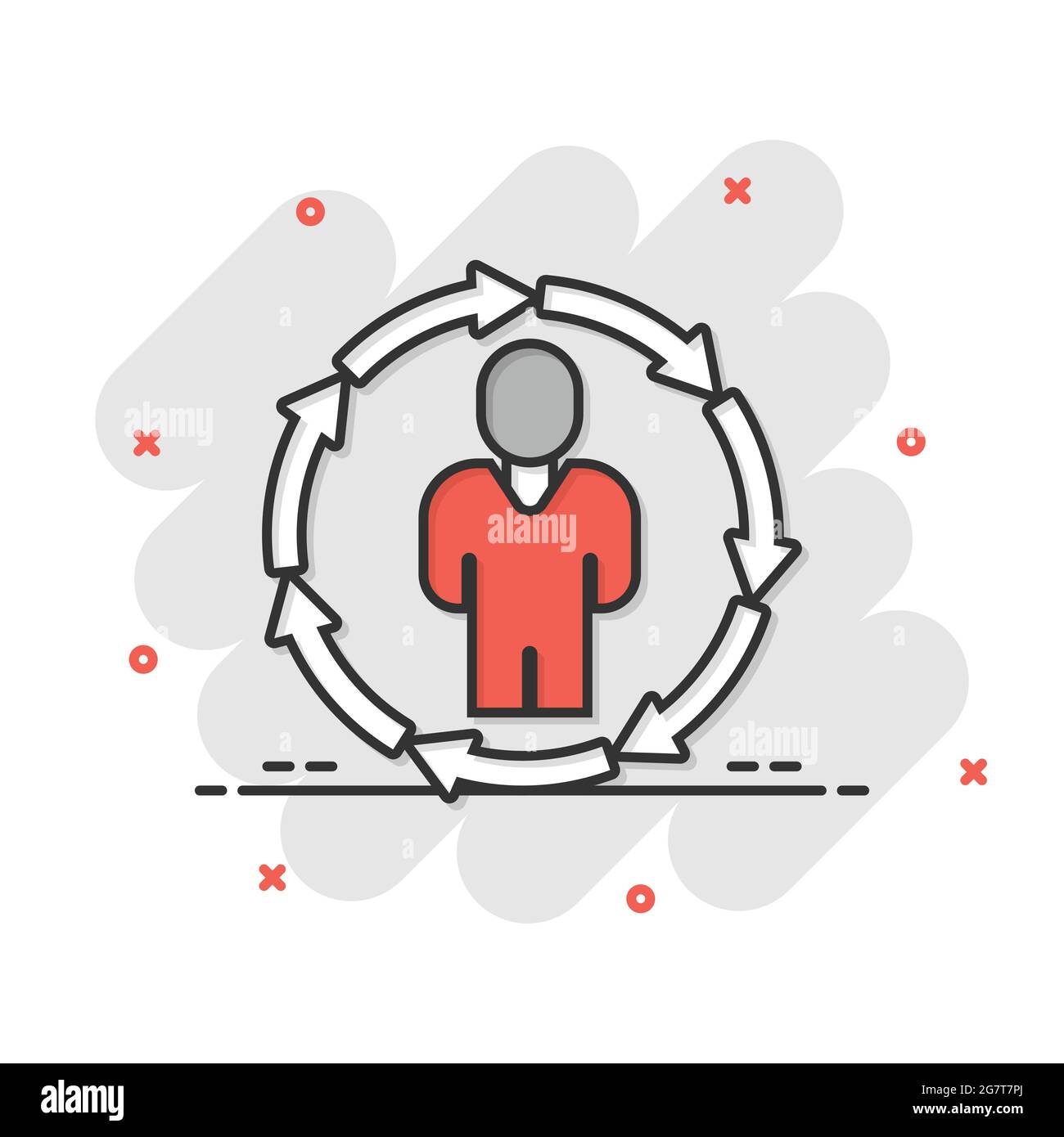 People referral icon in comic style. Business communication cartoon ...