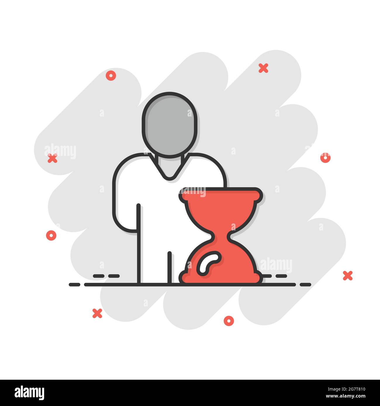 People and clock icon in comic style. User time cartoon vector ...