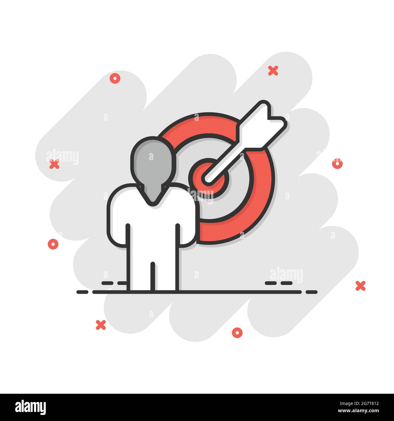 People target icon in comic style. Search human cartoon vector ...