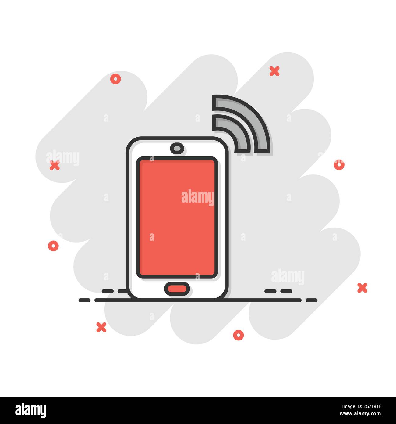 Smartphone blank screen icon in comic style. Mobile phone cartoon ...