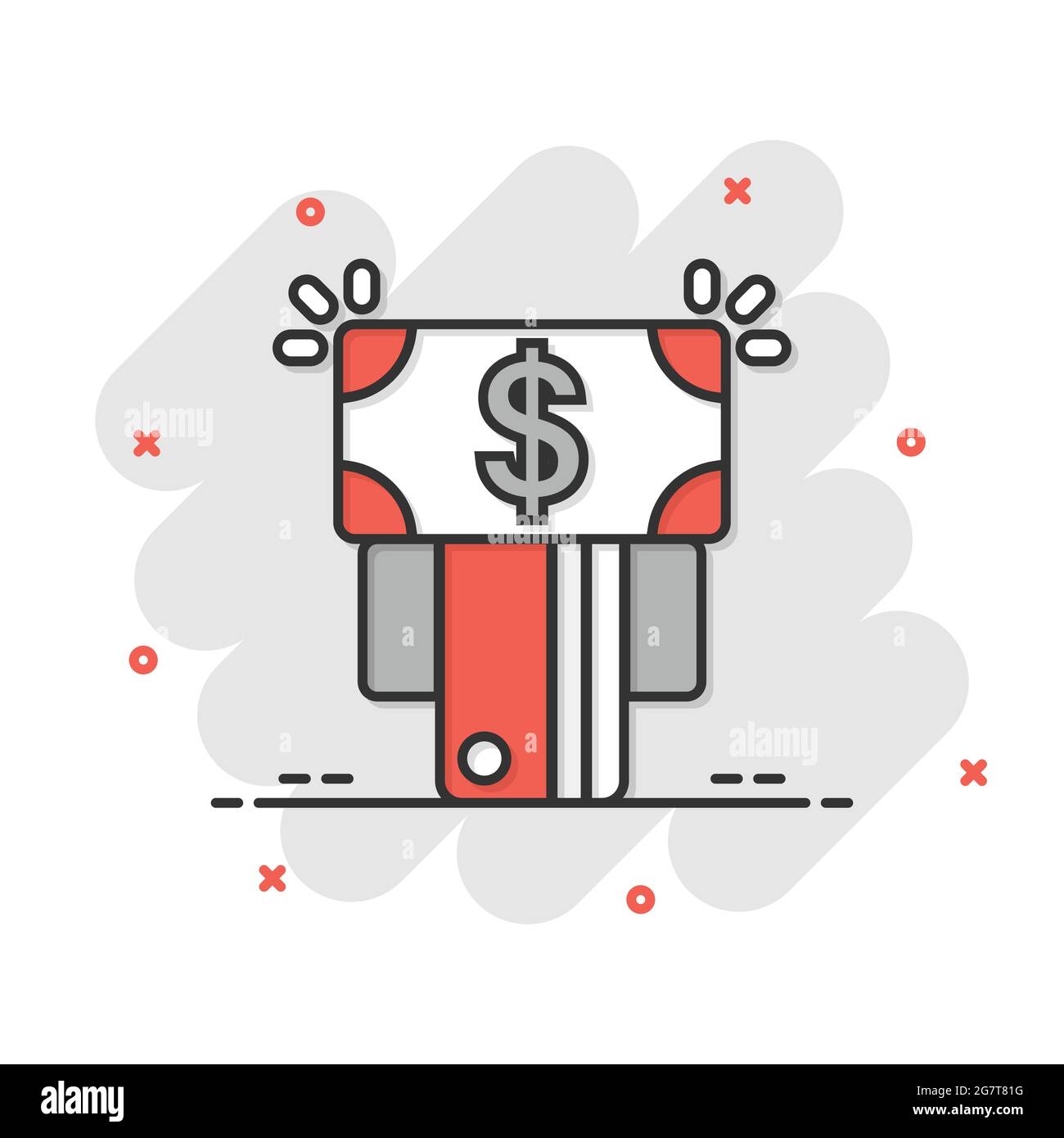 Money ATM icon in comic style. Exchange cash cartoon vector ...